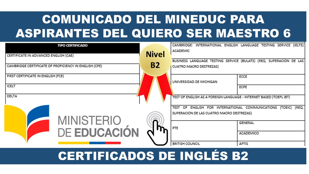 Certificados de Inglés B2: Comunicado del MinEduc 2025